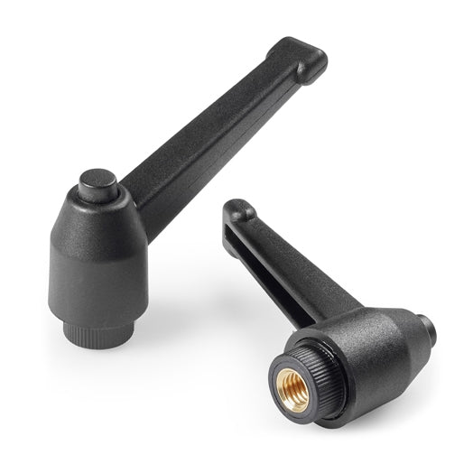 121mm x M10 Indexed Clamping Lever with Plastic Push Bottom and Thread